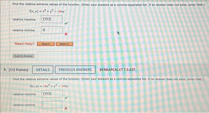 Solved Find the relative extreme values of the function. | Chegg.com