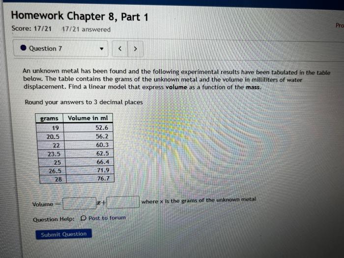 Solved An unknown metal has been found and the following | Chegg.com