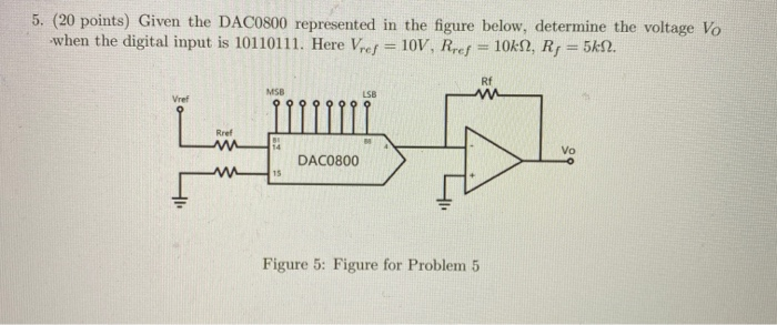 Solved 5. (20 points) Given the DAC0800 represented in the | Chegg.com