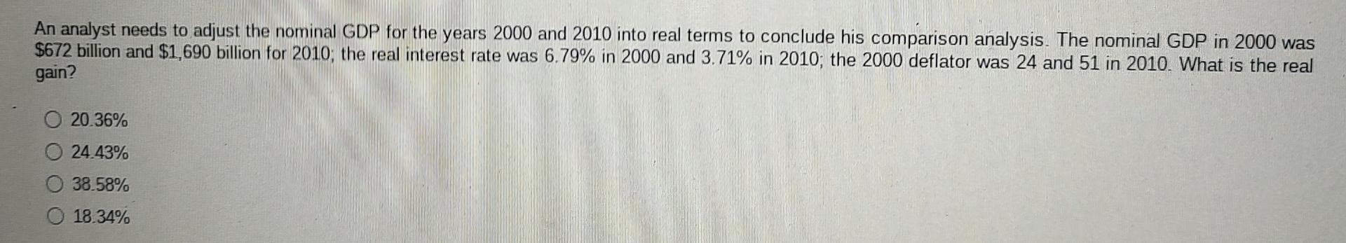 Solved An analyst needs to adjust the nominal GDP for the | Chegg.com