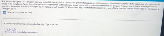 Solved The Joint Stike Fightor (JSF) program, operated by | Chegg.com
