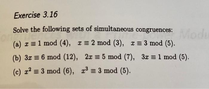 Solved Exercise 3.16 Solve the following sets of | Chegg.com