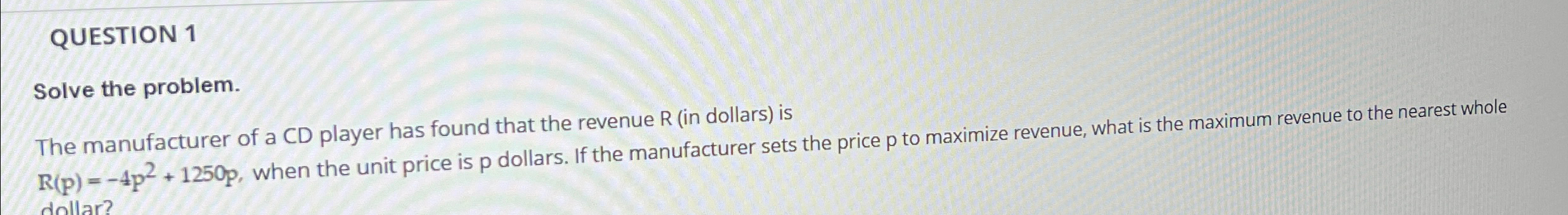 Solved QUESTION 1Solve the problem.The manufacturer of a CD | Chegg.com