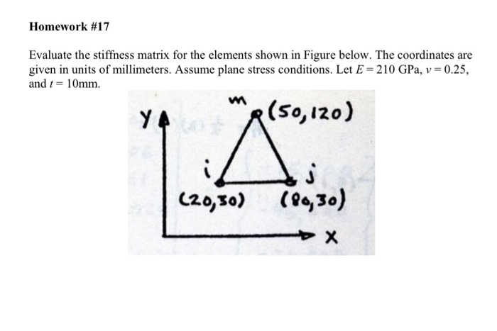 Solved Homework #17 Evaluate the stiffness matrix for the | Chegg.com