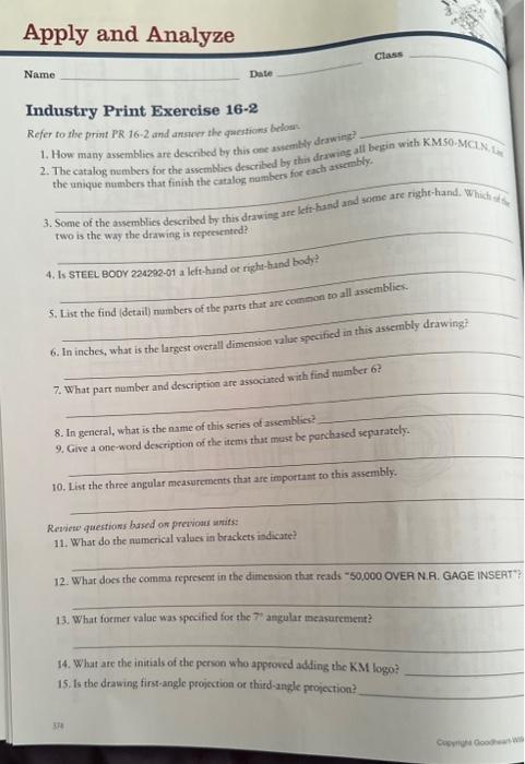 Solved Industry Print Exercise 16-2 Refer to the print PR | Chegg.com