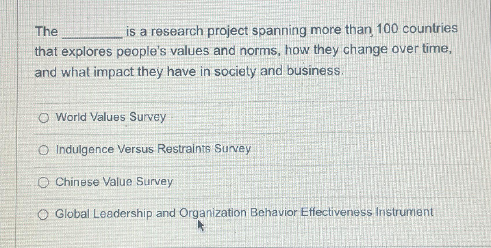Solved The is a research project spanning more than, 100 | Chegg.com