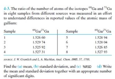 Solved 4-3. ﻿The ratio of the number of atoms of the | Chegg.com