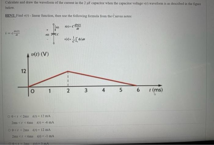 Solved Calculate and draw the waveform of the current in the | Chegg.com