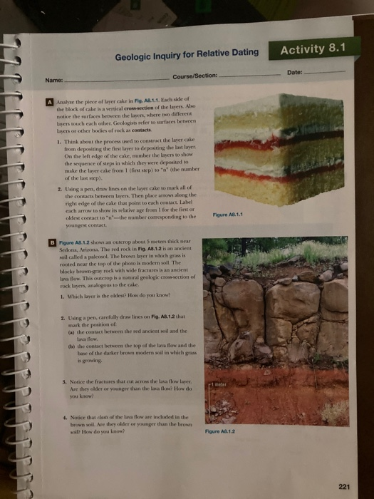 Solved Geologic Inquiry for Relative Dating Activity 8.1 | Chegg.com