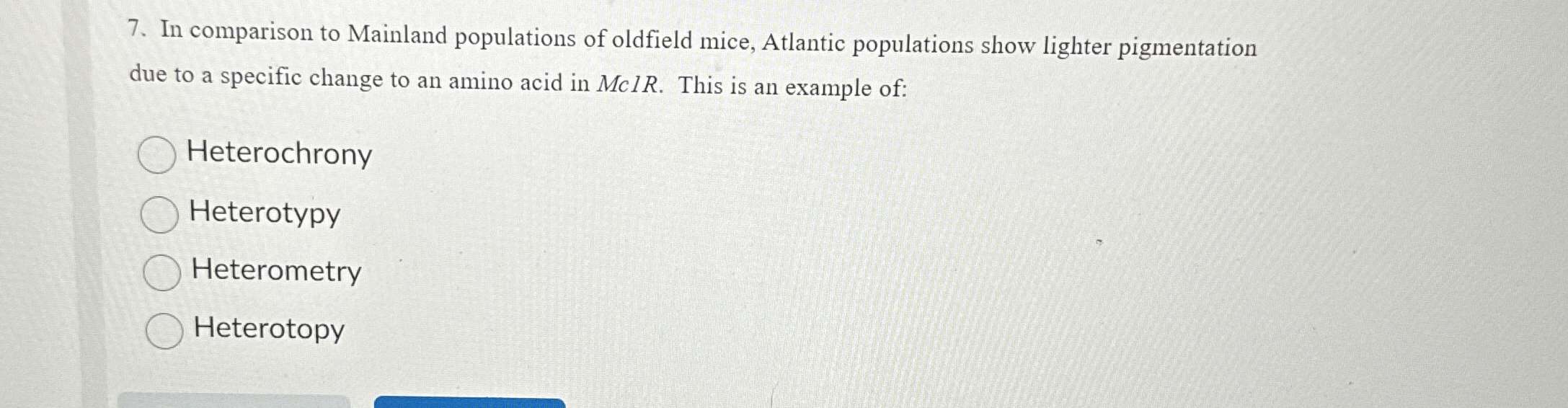 Solved In comparison to Mainland populations of oldfield | Chegg.com