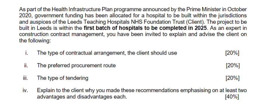 Solved As part of the Health Infrastructure Plan programme | Chegg.com