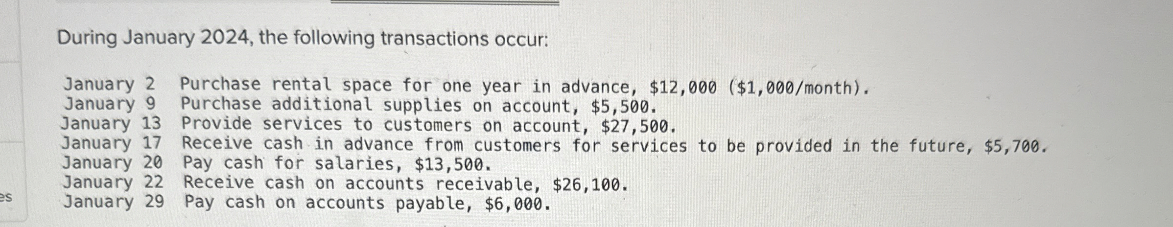 Solved During January 2024, the following transactions | Chegg.com Solved During January 2024, the following transactions | Chegg.com