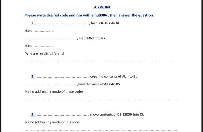 Solved LAB WORK Please write desired code and run with | Chegg.com