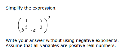 Solved Simplify the expression.(b15*a-52)2Write your answer | Chegg.com