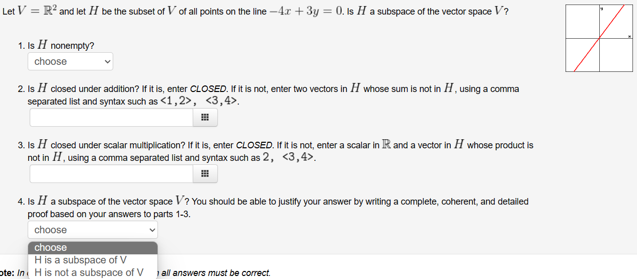 Solved Let V=R2 ﻿and let H ﻿be the subset of V ﻿of all | Chegg.com