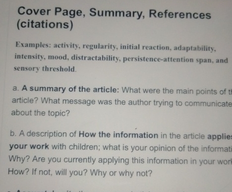 Cover Page, Summary, References (citations)Examples: | Chegg.com