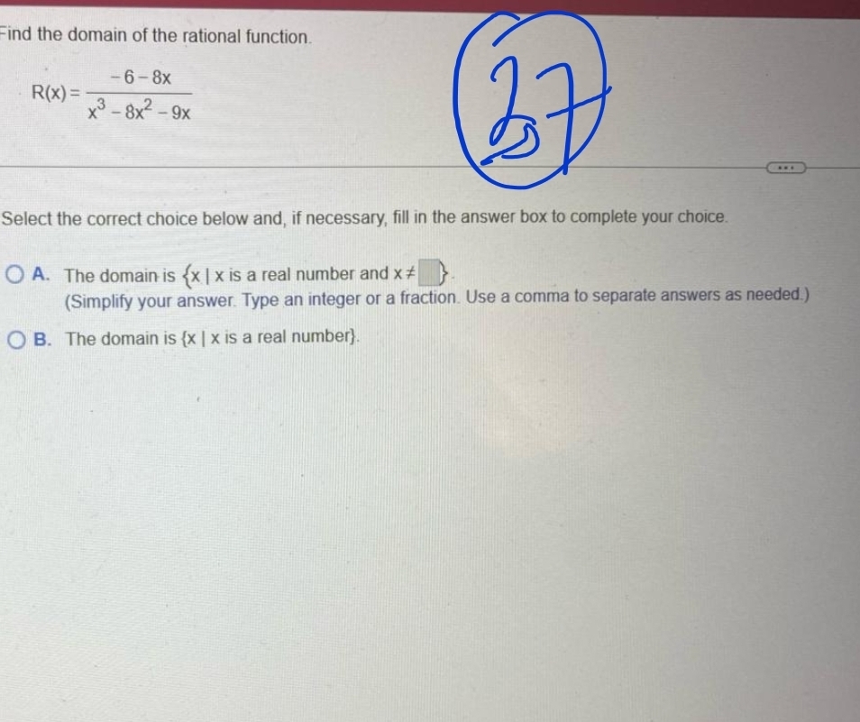 Solved Find the domain of the rational | Chegg.com