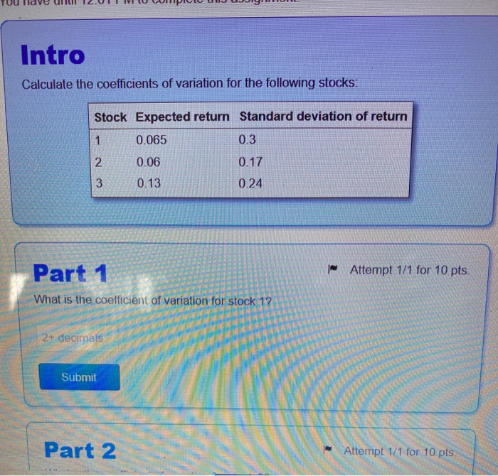 Solved Intro Calculate the coefficients of variation for the | Chegg.com