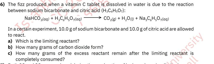 Solved The fizz produced when a vitamin C tablet is | Chegg.com