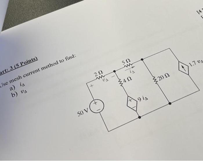 Solved mesh current method to find: 1rt. 3 ( 5 pints) a) iΔ | Chegg.com
