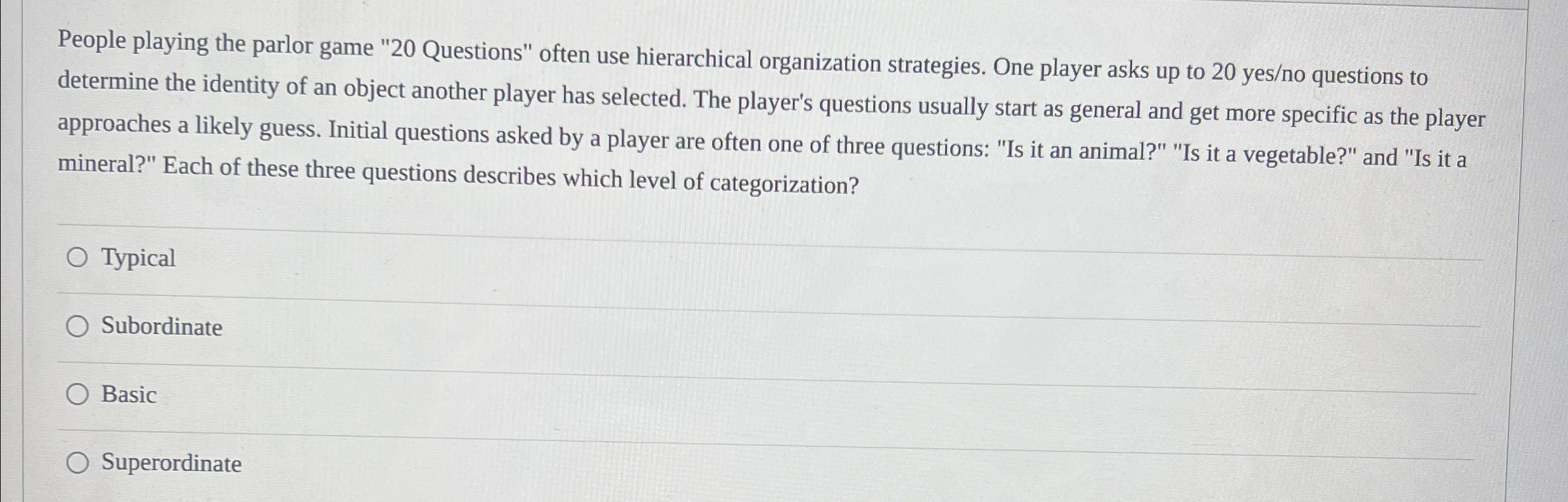 Solved People playing the parlor game "20 ﻿Questions" often | Chegg.com