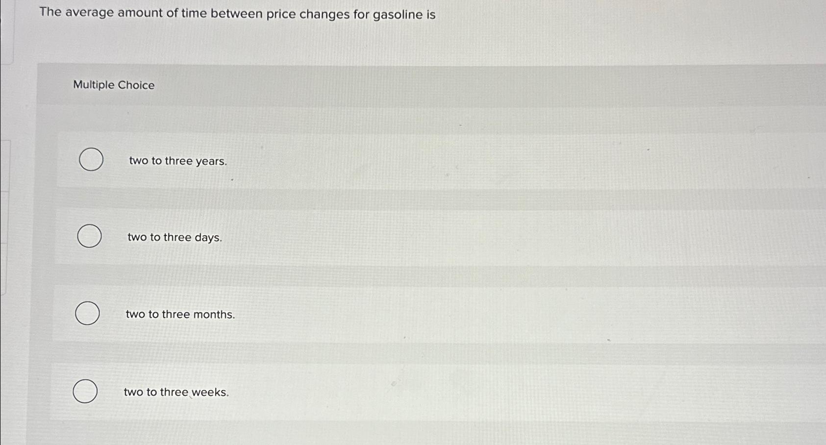 Solved The average amount of time between price changes for | Chegg.com