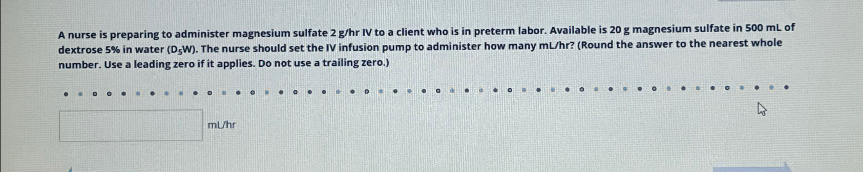 Solved A nurse is preparing to administer magnesium sulfate | Chegg.com