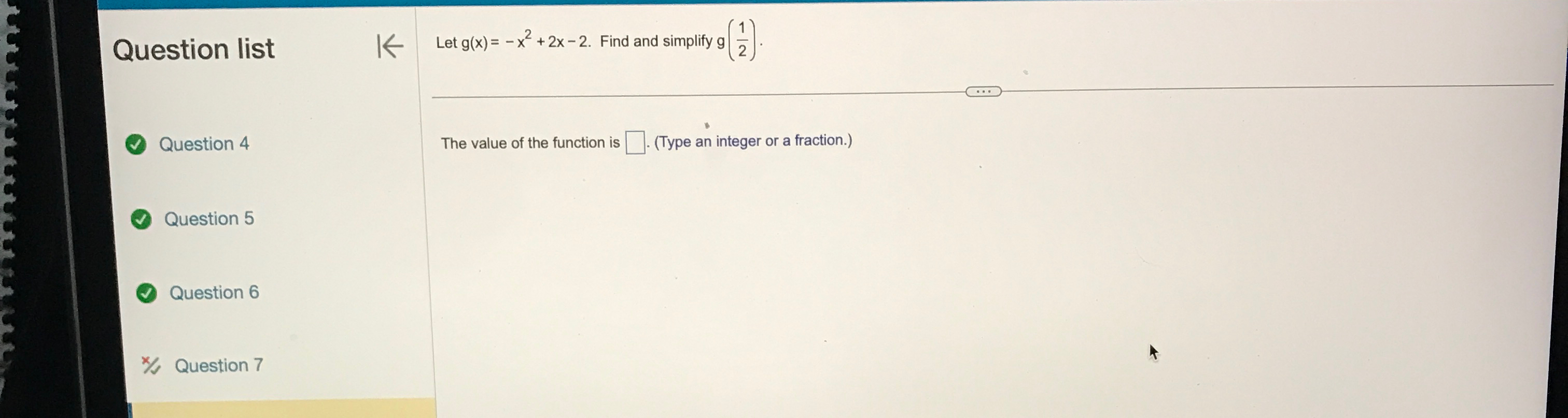 Solved Question listLet g(x)=-x2+2x-2. ﻿Find and simplify | Chegg.com