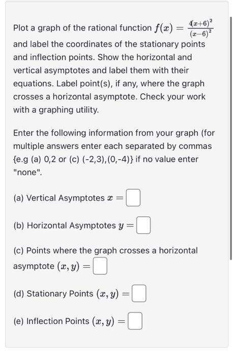 Solved Plot a graph of the rational function | Chegg.com
