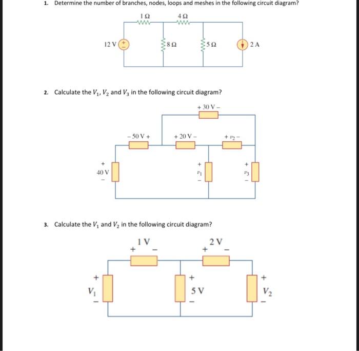 Solved 1. Determine the number of branches, nodes, loops and | Chegg.com