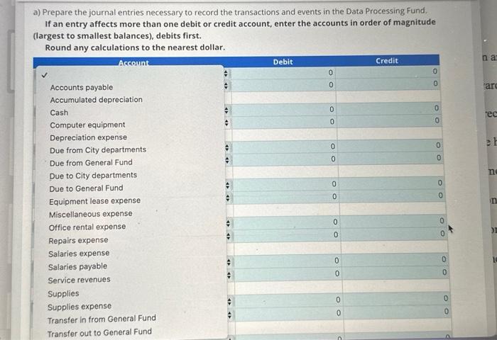 Journal entries and financial statements for an | Chegg.com
