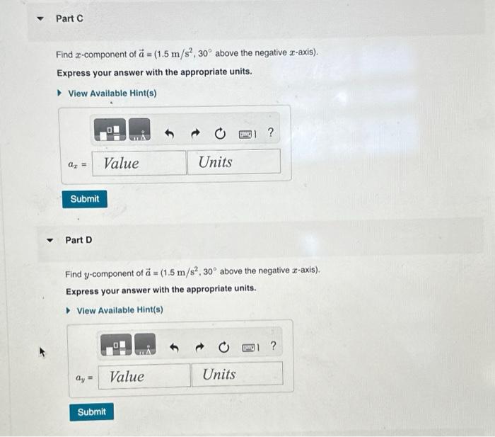 Solved Find x-component of a=(1.5 m/s2,30∘ above the | Chegg.com