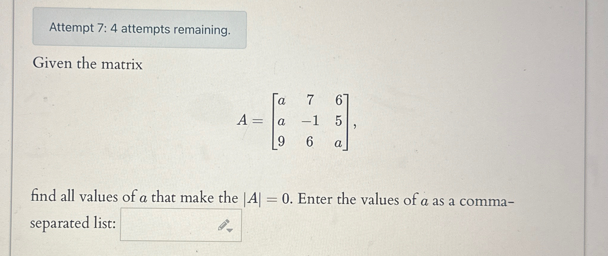 Solved Attempt 7: 4 ﻿attempts remaining.Given the | Chegg.com