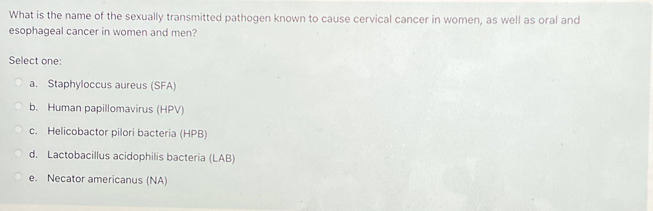 Solved What is the name of the sexually transmitted pathogen | Chegg.com