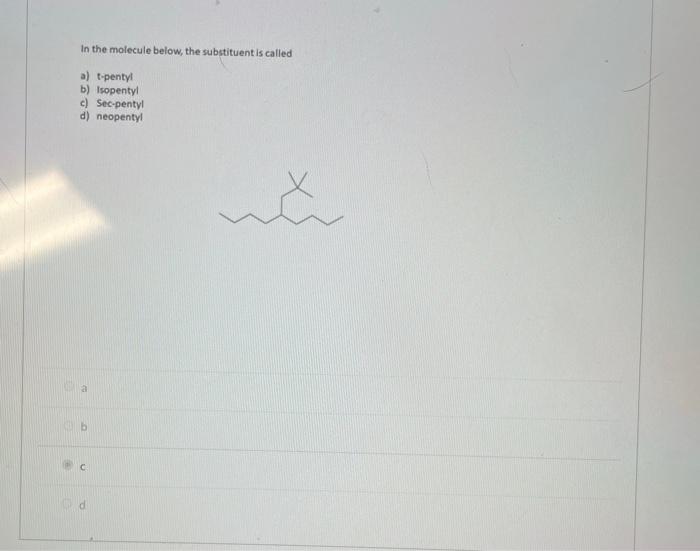 Solved In the molecule below, the substituent is called a) | Chegg.com