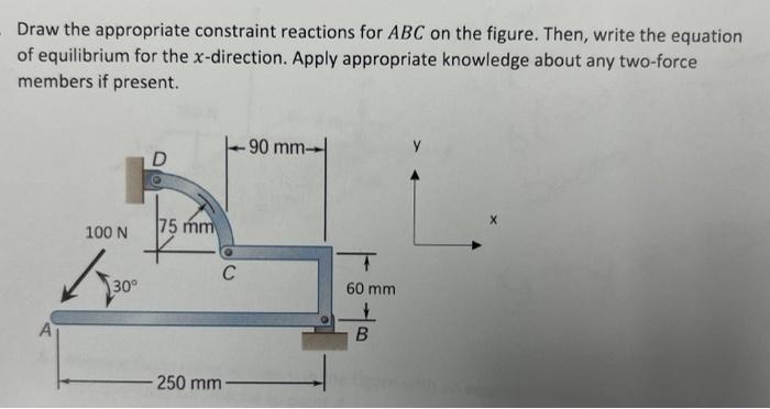 Solved Draw the appropriate constraint reactions for ABC on | Chegg.com