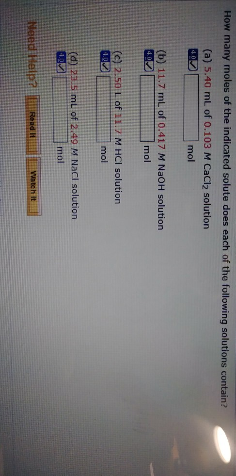 Solved Wally moles of the indicated solute does each of the | Chegg.com