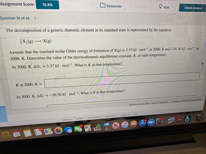Solved Assignment Score: 70.8% Resources Hint Check Answer | Chegg.com