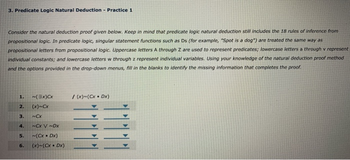 Solved 3. Predicate Logic Natural Deduction - Practice 1 | Chegg.com