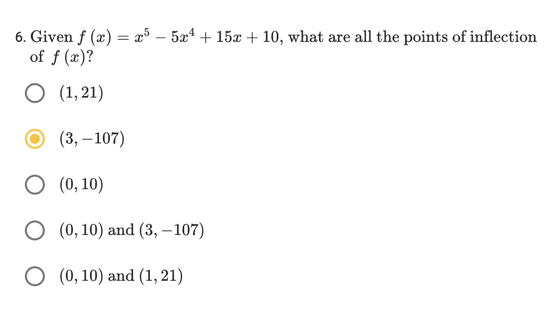Solved Given F X X5 5x4 15x 10 ﻿what Are All The Points Of