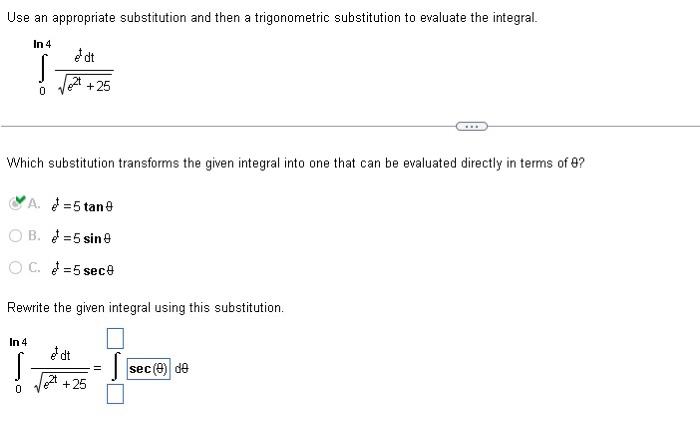 Solved Use an appropriate substitution and then a | Chegg.com