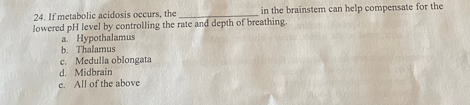 Solved If metabolic acidosis occurs, the q, ﻿in the | Chegg.com