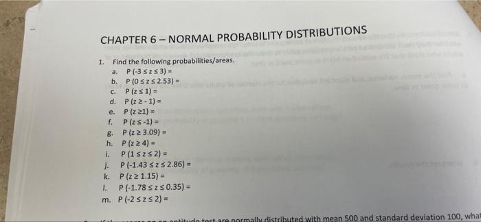 Solved CHAPTER 6 - NORMAL PROBABILITY DISTRIBUTIONS c. 1. | Chegg.com