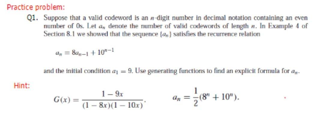 Solved pactice problem: Q1. Suppose that a valid codeword is | Chegg.com