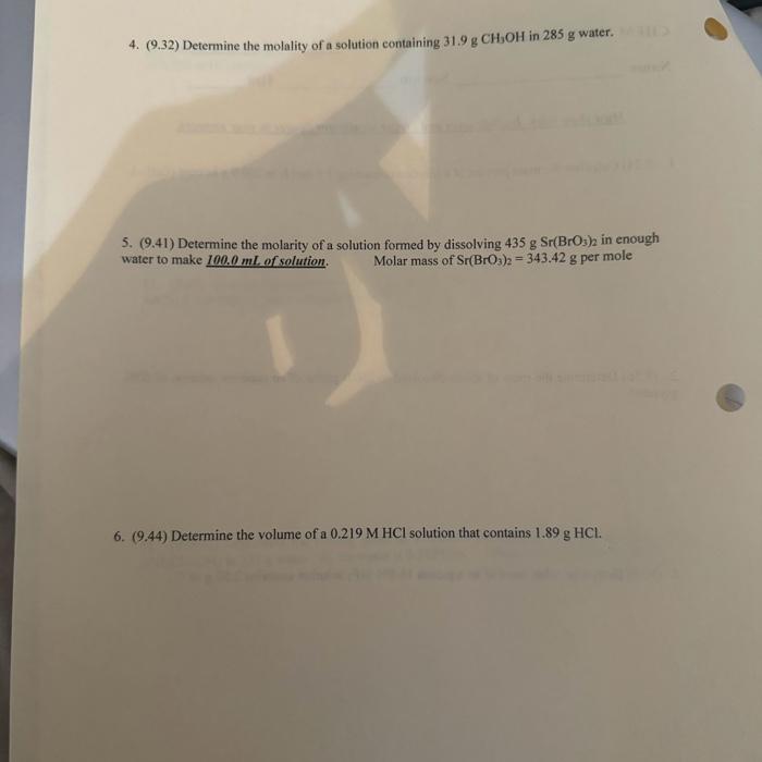 Solved 4. (9.32) Determine the molality of a solution | Chegg.com