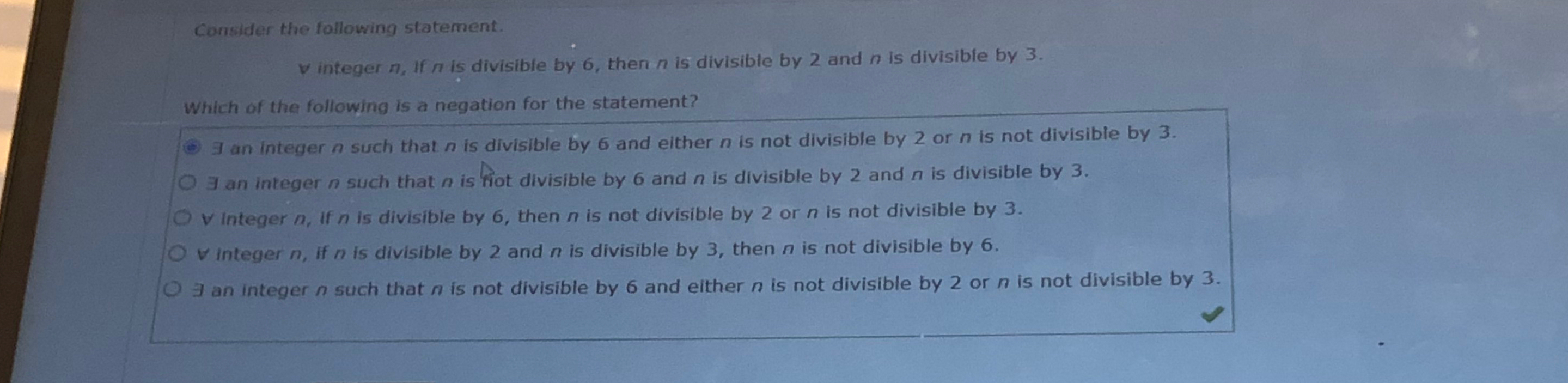Solved Consider the following statement.v ﻿integer n, ﻿If n | Chegg.com