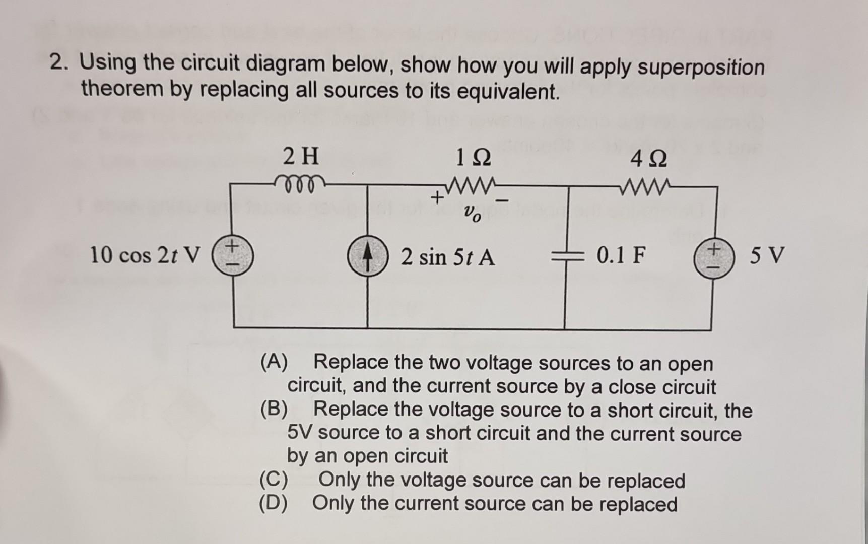Solved 2. Using the circuit diagram below, show how you will | Chegg.com