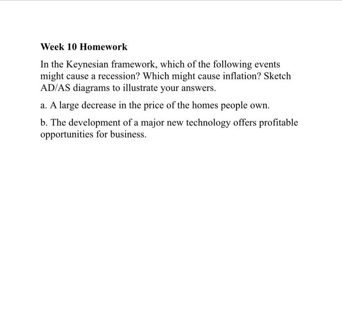 Solved Week 10 Homework In the Keynesian framework, which of | Chegg.com
