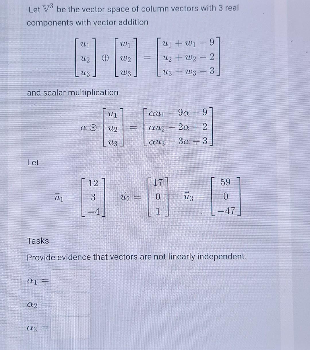 Solved Let V3 be the vector space of column vectors with 3 | Chegg.com