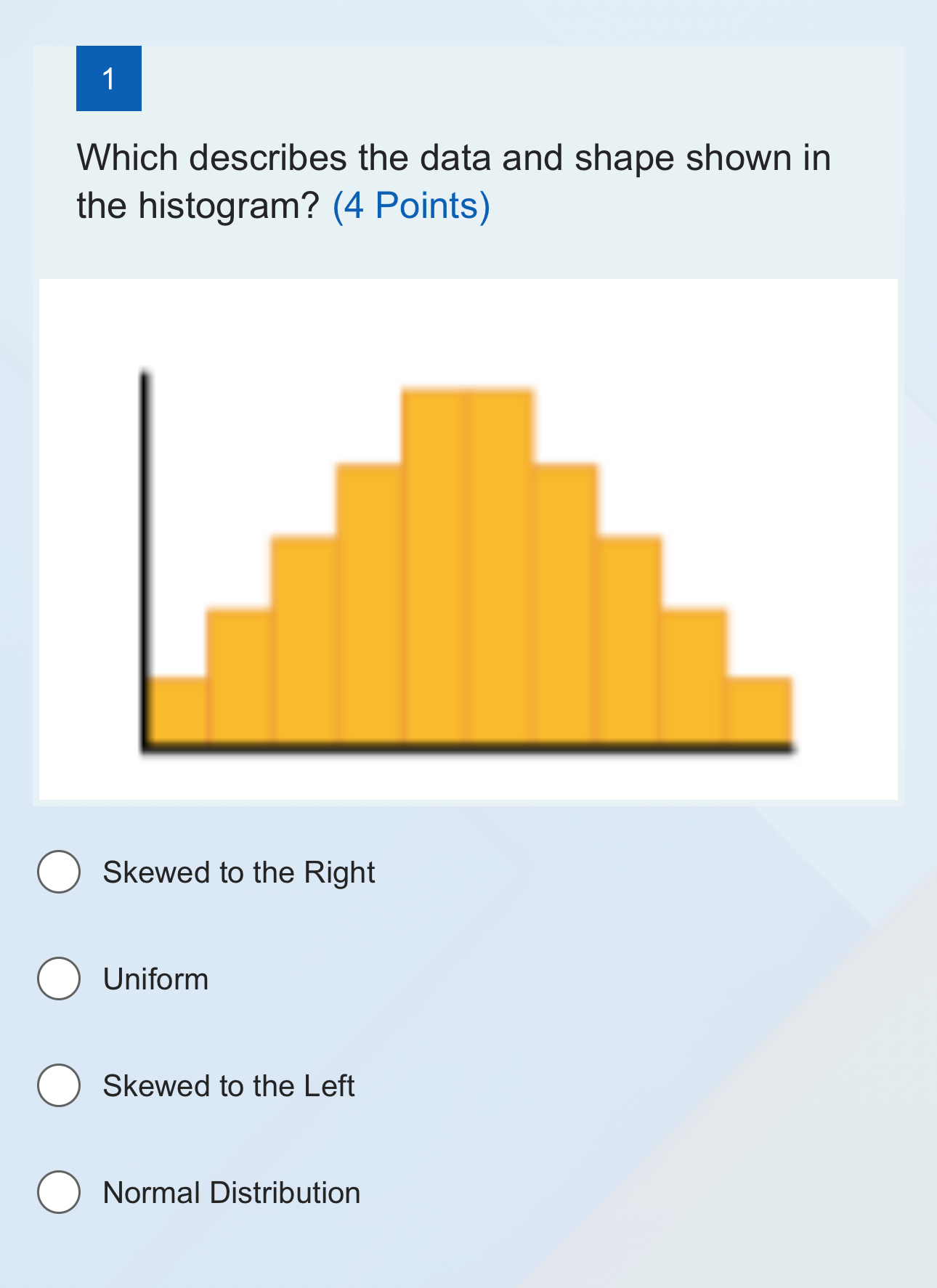 Solved 1Which describes the data and shape shown in the | Chegg.com